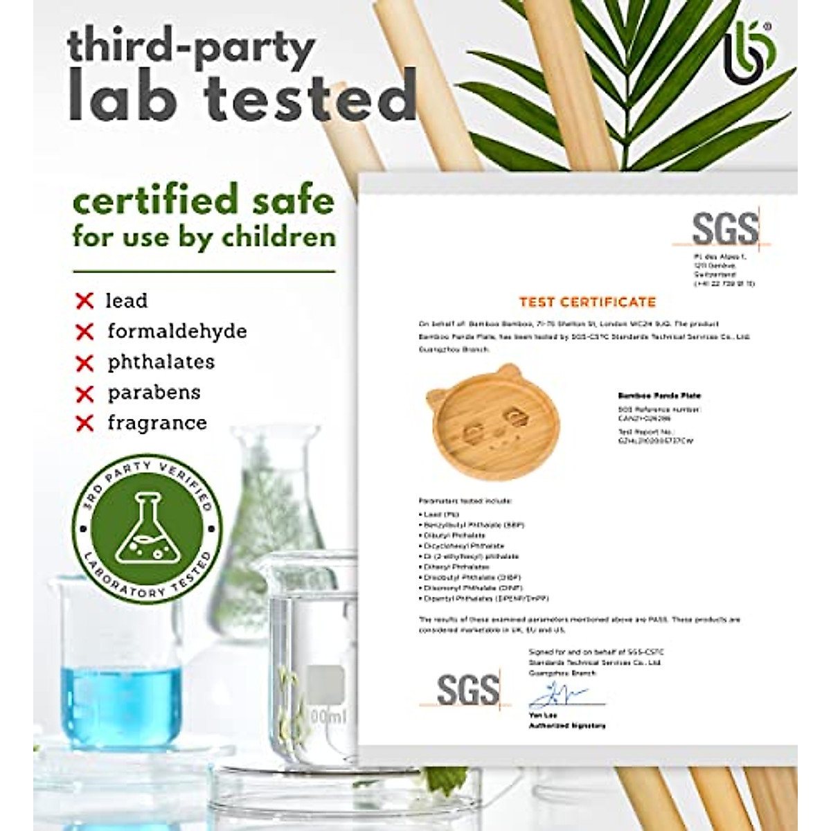 Bamboo Baby Plate with Suction - Kids and Toddler Suction Cup Plate for Babies, Non-toxic All-Natural Bamboo Baby Food Plate Stays Cool to the Touch for Baby-Led Weaning (Panda-Green)