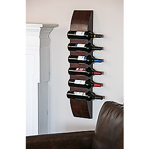 Cape Craftsmen Wooden Wine Bottle Holder Rack Easy to Install Wall Mounted Design, Golds 6 bottles, 3 Feet.