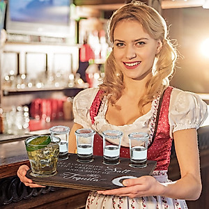 Shot Glasses Serving Tray Wooden Flight Tray Glass Holder Shot Glasses Board Bar Serving Trays for Bar Restaurant Party Family Gathering Can Display Men Women Friends Gifts(Brown Color,9.9 x 7 Inch)