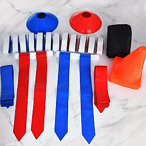 Flag Football Set, 14 Player Football Flags and Belts Set, Includes 14 Belts, 28 Football Flags, 4 Cones, 8 Disc Cones (14 Players)