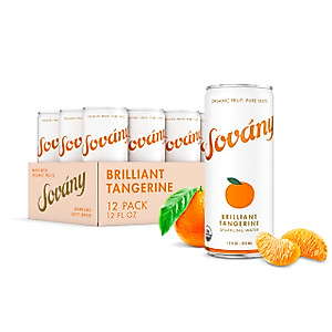 Sovány Sparkling Water, Tangerine, Seltzer Water Drinks, USDA Organic, Made With Real Fruit, Non-GMO, Vegan, No Added Sugar, Low Calorie, 12 fl oz, 12 Pack