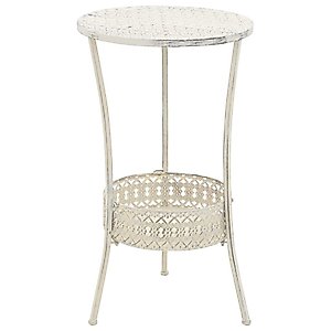 YPWRENH Entrance Tables Round Dining Table Bistro Table Vintage Style Round Metal 15.7 "x27.5 White for Dining Room, Kitchen or Living Room