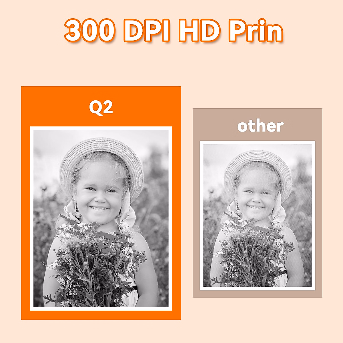 PikDik Mini Pocket Thermal Printer - PD-Q2 Portable Bluetooth Inkless Printer Machine 300 DPI Compatible with Android & iOS for 2 Inch Work List,Photo,Receipt,Children DIY,QR Code,Pink