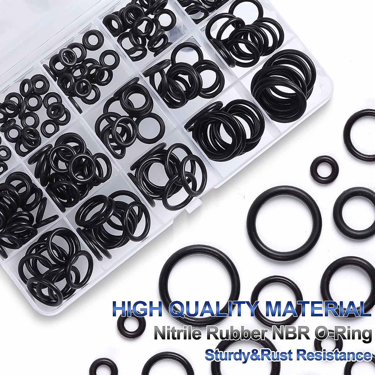 Gelisen 220Pcs Nitrile Rubber O-Rings Kit Thickness 2.4mm 15 Size Universal NBR Metric Washer Gasket Assortment Set for Automotive Faucet Pressure Plumbing Sealing Repair,Air or Gas Connections