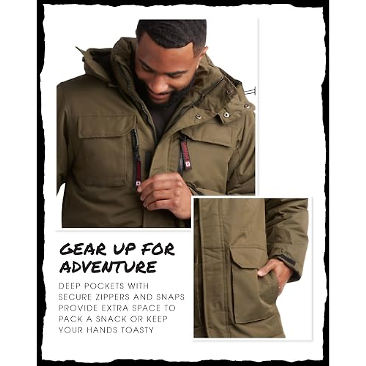 CANADA WEATHER GEAR Men's Winter Coat - Heavyweight Teflon Canvas Cargo Parka Jacket (M-XXL), Size X-Large, Olive Green