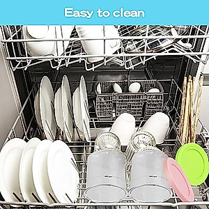 JDISANGI 4 Pack Ice Cream Pints and Lids Replacement for Ninja Creami containers, 16oz Cups Compatible with NC301 NC300 NC299AMZ Series Ice Cream Maker - Dishwasher Safe, Leak Proof Lids