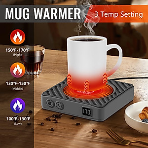 Mug Warmer,3 Temp Settings Coffee Mug Warmer,Auto On/Off Coffee Warmer with Gravity Sensor,6 Timer Auto Off Cup Warmer,Mug Warmer for Desk Suits Kinds of Mugs,Splash-Proof Coffee Cup Warmer