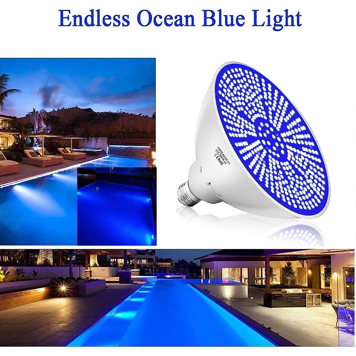 XIUBE Blue Pool Led Light Bulb for Inground Pool 120V 40W Underwater Swimming Pool Replacement Light Bulb for Pentair & Hayward Hot Tub Fixture Up to 300-600W Traditional Bulb E26 Base