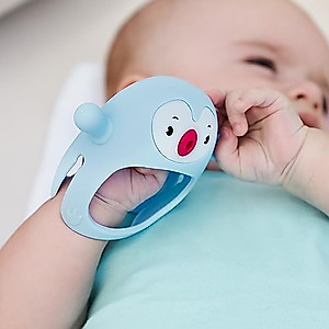Kiddie Dream Penguin Soothing Baby Teething Toy, Teething Toys for Babies 0-6 Months, Baby Toys 0-3 Months, Newborn Toys, Baby Teether, Baby Must Haves, Durable and Non-droppable (Light Blue)