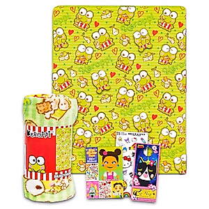 Keroppi Blanket Bundle - Keroppi Throw Blanket for Kids Teens Adults Plus Stickers and More for Girls | Hello Kitty and Friends Keroppi Blanket Size 40"x50"