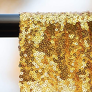 WISPET Gold Sequin Backdrop Curtains 4 Panels 2FTx8FT Glitter Gold Drapes Photo Backdrop Party Wedding Baby Shower Curtain Sparkle Photography Background