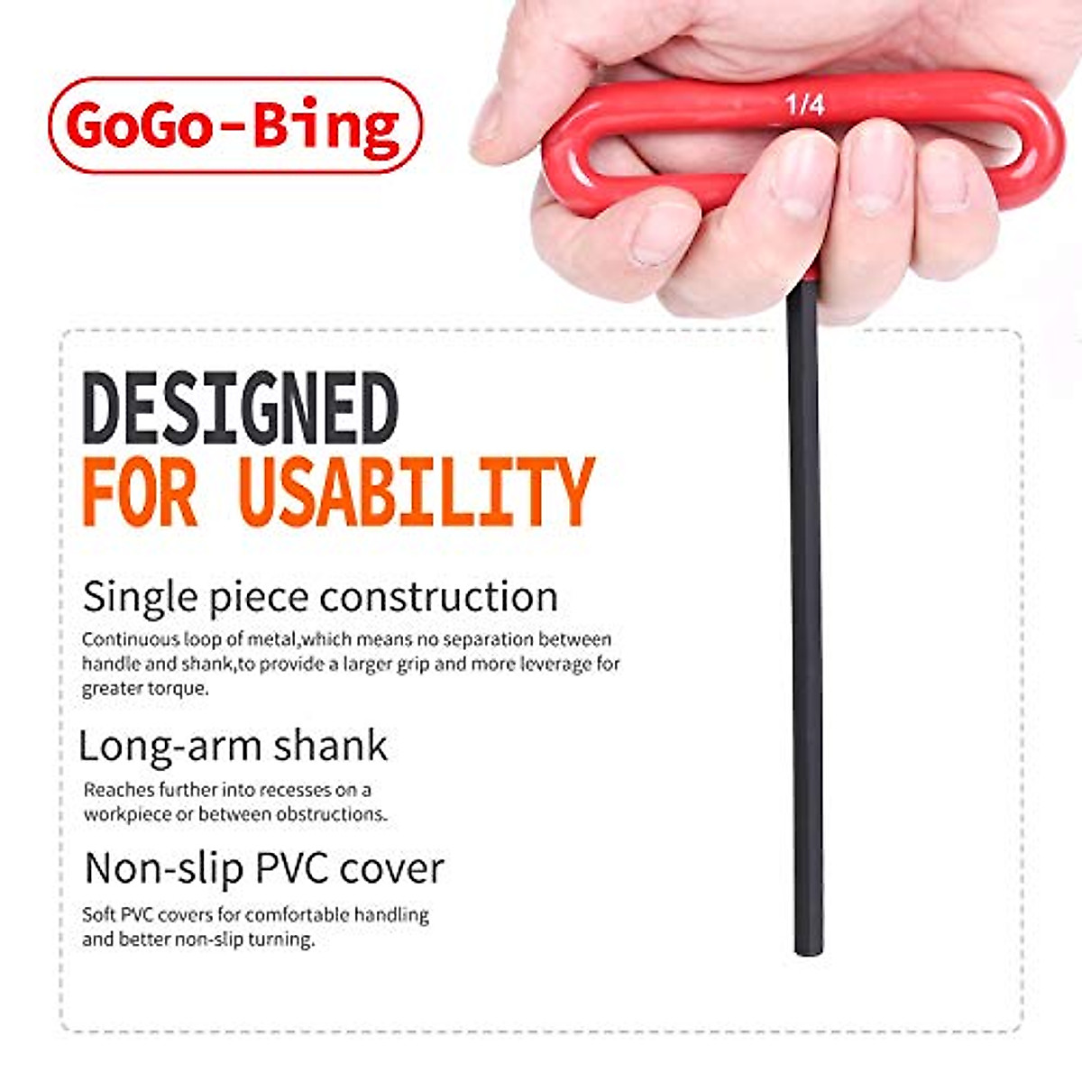 Oerfred GogoBing Cushion Grip Hex t handle torque T-Key allen wrench sets long screwdriver tool - 8 SAE Standard 3/32-1/4 Inch & 8 Metric 2.5-6 MM Sizes & 8 Torx T9-T40, Red&Blue&Green