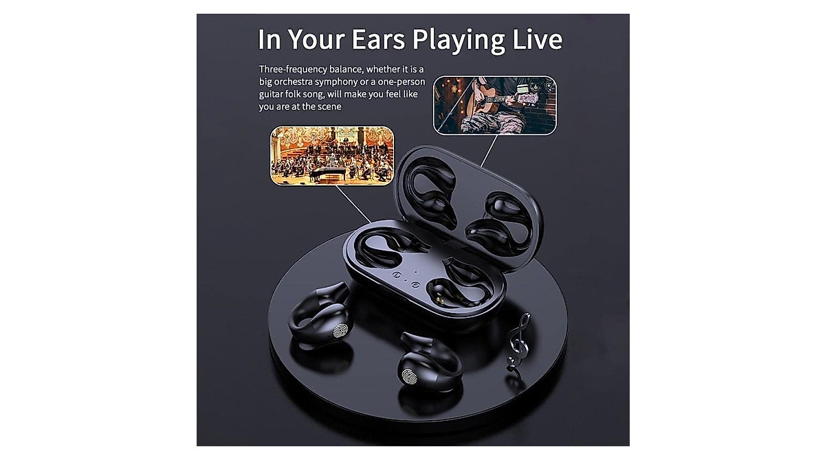 Bone Conduction Ear-Clip Headphones Bluetooth 5.3 | Waterproof & Long ...