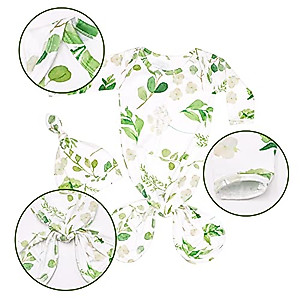 Baby Green Leaf Diaper Changing Pad Cover and Newborn Girl and boy Photo Props: 1 Dress and 1 hat