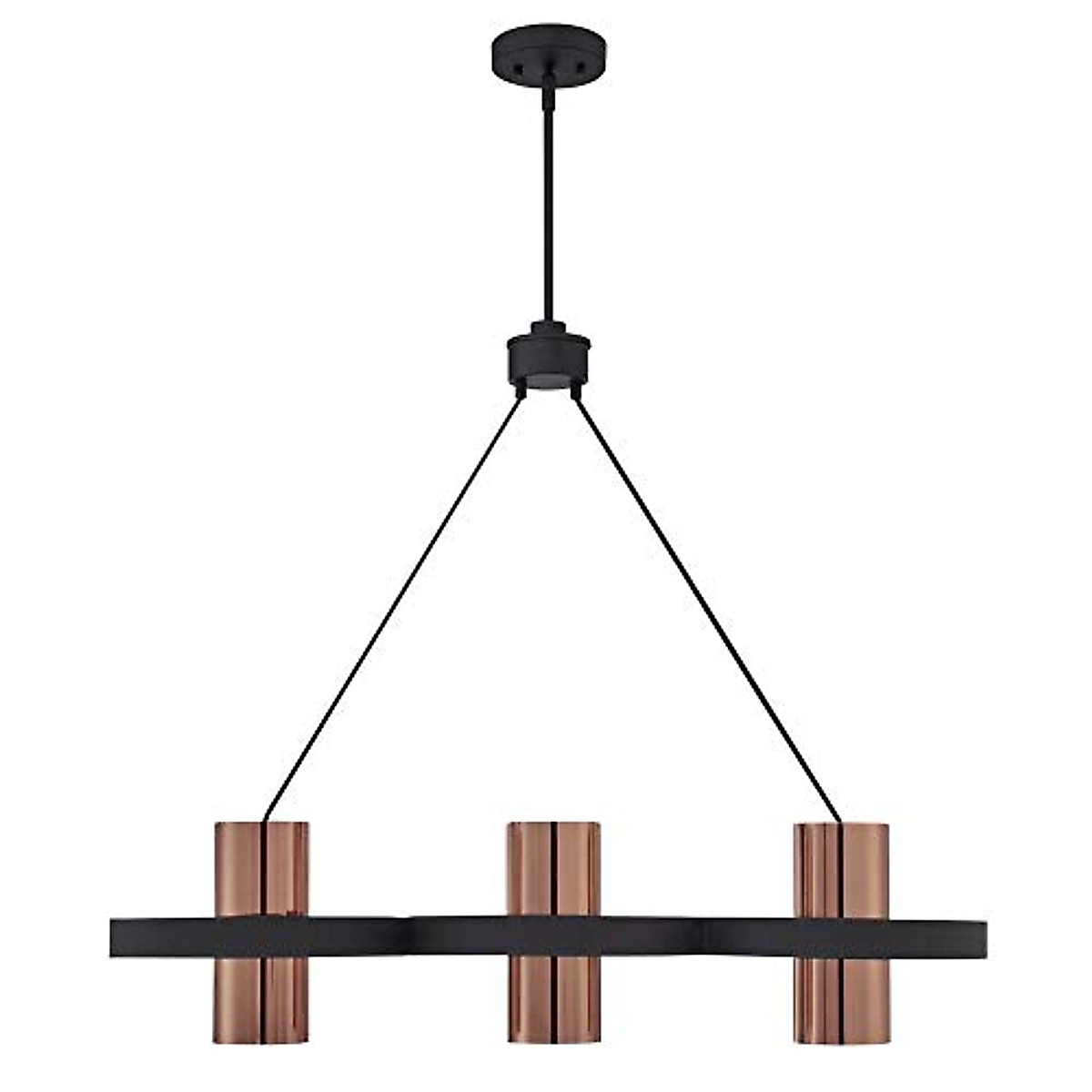 Westinghouse 6368900 Ariana Indoor, Matte Black Finish with Copper Shades Three-Light Chandelier, One Size