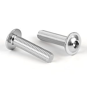 M6-1.0 x 20mm Flanged Button Head Socket Cap Screws Flange Bolts, 18-8 Stainless Steel 304 Bright Finish, Full Thread, 25 PCS