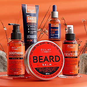 Eclat Skincare Men's Balm, Oil, Conditioner, Beard Wax Moisturizer & Softener w/Shea Butter, Pure Argan Oil - Sensitive Skin