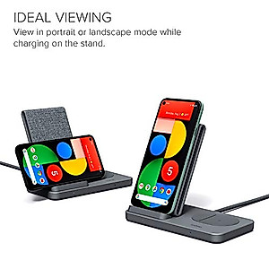 iOttie iON Wireless Duo CERTIFIED BY GOOGLE 10W Stand + 5W Pad Qi-Certified Charger | MADE FOR GOOGLE | Compatible with Google, Google Pixel, Pixel Buds | Includes Power Cable & Adapter | Dark Grey