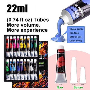 koseibal Acrylic Art Set with 18 Acrylic Paints, 8 Brushes, 4 Stretched Canvas, 1Wooden Easel, Etc, Premium Painting Supplies Kit for Students, Artists Kids, Adults, and Beginner.