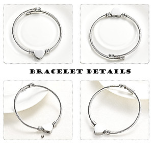 constantlife Cremation Bracelet for Ashes Memorial Jewelry Stainless Steel Heart Shape Urn Pendant Bangle Loved Ones Funeral Ashes Holder Keepsake Gift (A-Silver)