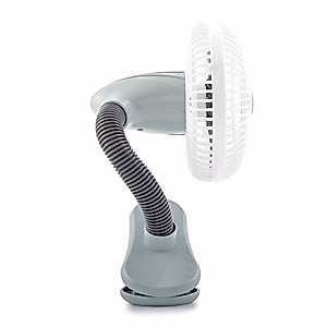 O2COOL 4 Inch Clip On Stroller Fan, Portable Battery Operated for Outdoor, Car Seat and Baby Crib. Flexible Neck and Adjustable Head for Multi-directional Cooling (Grey)