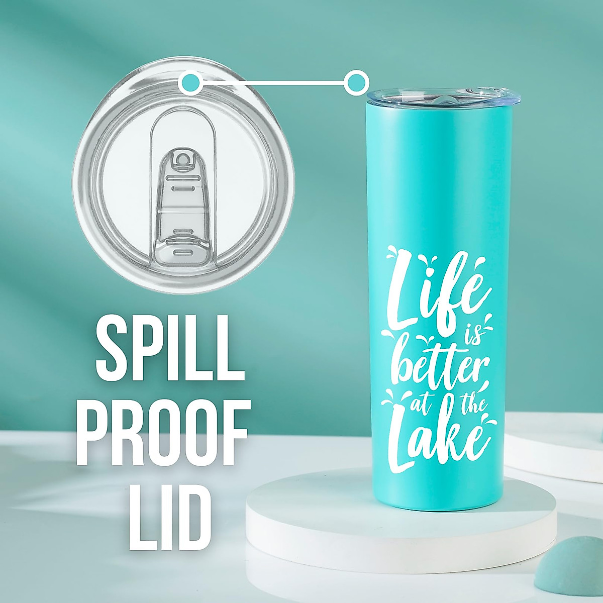 Onebttl Lake House 20oz Stainless Steel Insulated Tumbler - Teal, Life is Better at the Lake, Housewarming Gift for Women