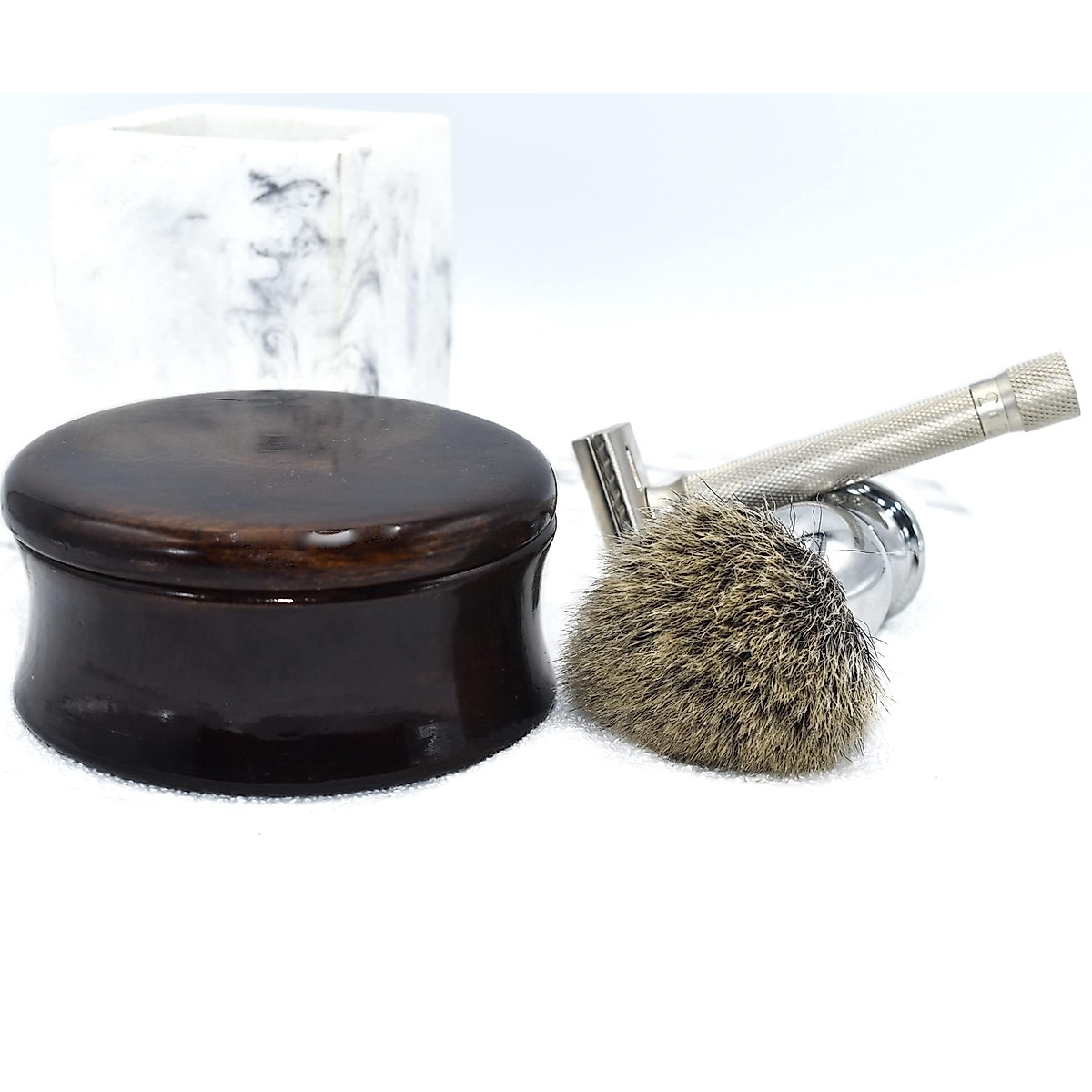 Parker Hand Carved Genuine Mango Wood Shaving Soap Bowl - Classic Style