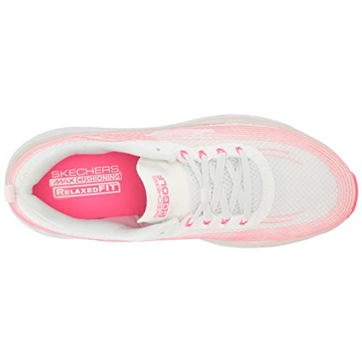 Skechers Women's Go Ultra Max Spikeless Golf Shoe Sneaker, WHT/PNK, 10