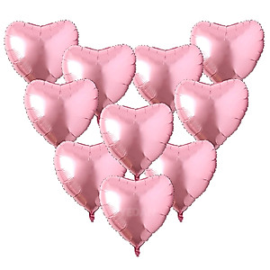 [10 Pack] Heart Shape Foil Balloons, 18" Mylar Balloons Aluminum Foil Decorations for Birthday Party/Wedding/Engagement Party/Celebration/Holiday/Show/Party Activities (Pink)