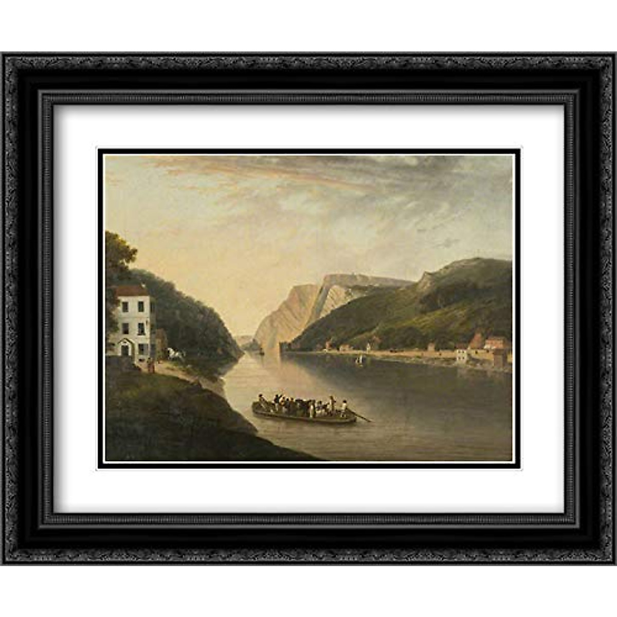 Hotwells And Rownham Ferry 24x20 Black Ornate Frame and Double Matted Museum Art Print by William Williams