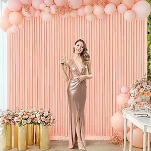 10x10 Peach Backdrop Curtain for Parties Baby Shower Wrinkle Free Peach Photo Curtains Backdrop Drapes Fabric Decoration for Wedding Birthday Party 5ft x 10ft,2 Panels