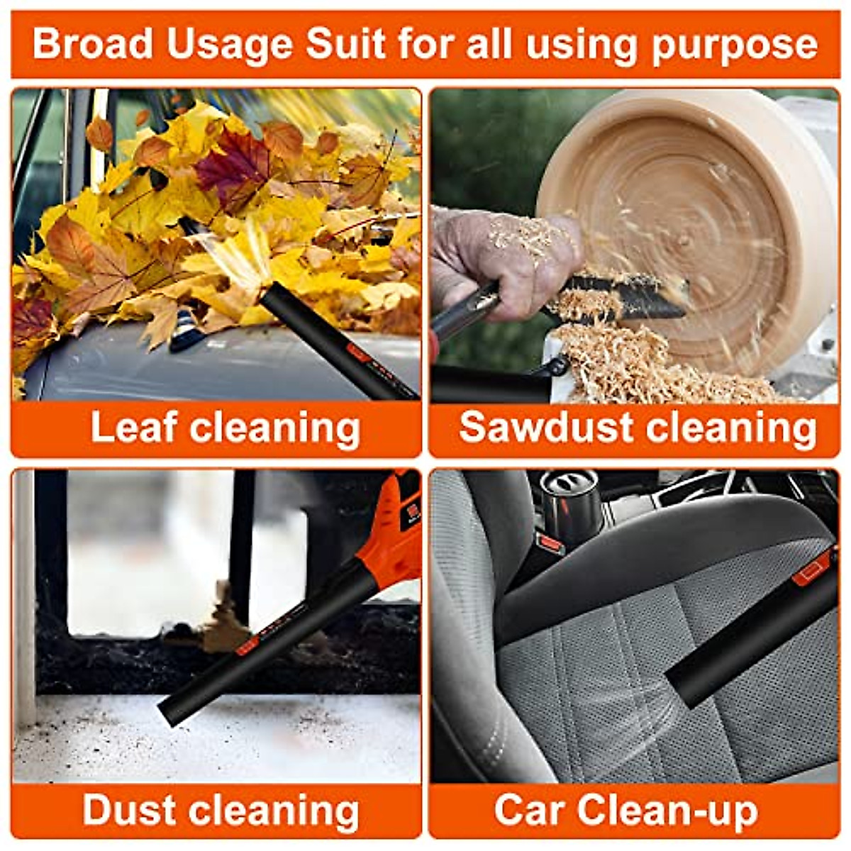 Cordless Leaf Blower,20V Handheld Electric Leaf Blower with 2 x 2.0Ah Battery & Fast Charger, 2 Speed Mode, Lightweight Battery Powered Leaf Blowers for Lawn Care, Patio, Yard, Sidewalk