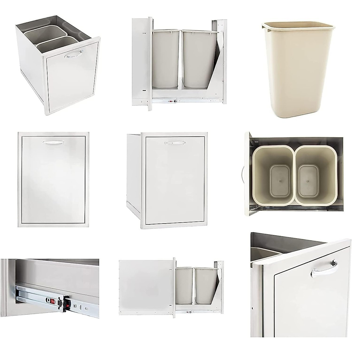 BLAZE BBQ Outdoor Gas Grill Package of 40” LTE Built-in Gas Grill, LTE Built-In Double Side Burner, 32” Door & Two Drawers Combo, Double Trash Drawer, 20” Compact Refrigerator, and Accessories