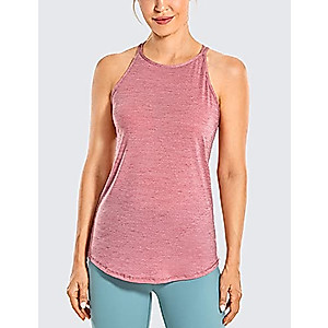 CRZ YOGA Women's Lightweight Heather Yoga Tank Tops Strappy Back Workout Shirts Burnished Lilac Grey Small