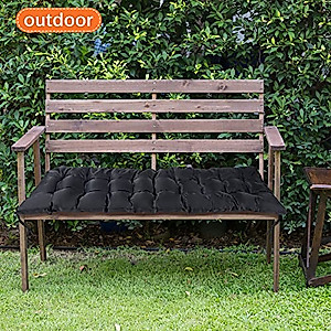 Thyle 63x19 Inch Bench Swing Replacement Cushions, 2-3 Seater Waterproof Patio Furniture Outdoor Cushions, 3 Inch Thicken Cushion, Rocking Chairs Long Bench Pad for Lawn Garden (Black,1 Pcs)