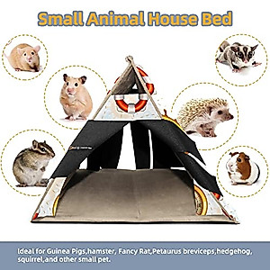 Y-DSIWX Guinea Pig Hideout House Bed, Retro Marine Pattern Compass Ship Anchor Rabbit Cave, Squirrel Chinchilla Hamster Hedgehog Nest Cage