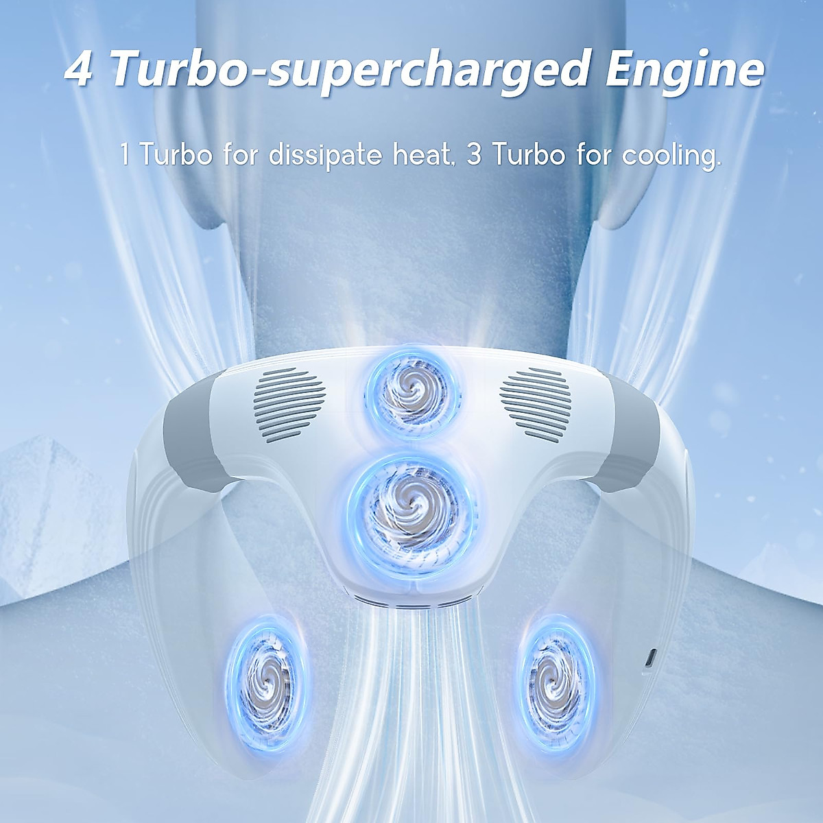 Neck Fans That Blow Cold Air Conditioner Cooling Device Neck Fan Hands Free Wearable Fan, 5200mAh Battery Operated Rechargeable Personal Fan, Leafless Headphone Design, 3+3 Speeds Gifts for Women Men