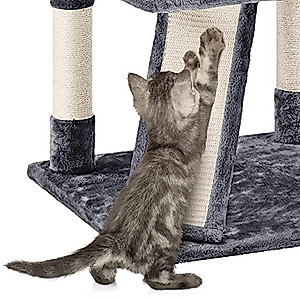 Yaheetech 76.5in Cat Tree Cat Tower with 3 Condos, 3 Cozy Perches with Dangling Ball, Scratching Posts, 2 Baskets, Pet Bed Furniture Activity Center for Indoor Cats and Kittens