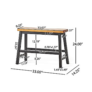 Christopher Knight Home Pomeroy 24" Saddle Benches, 2-Pcs Set, Walnut / Black