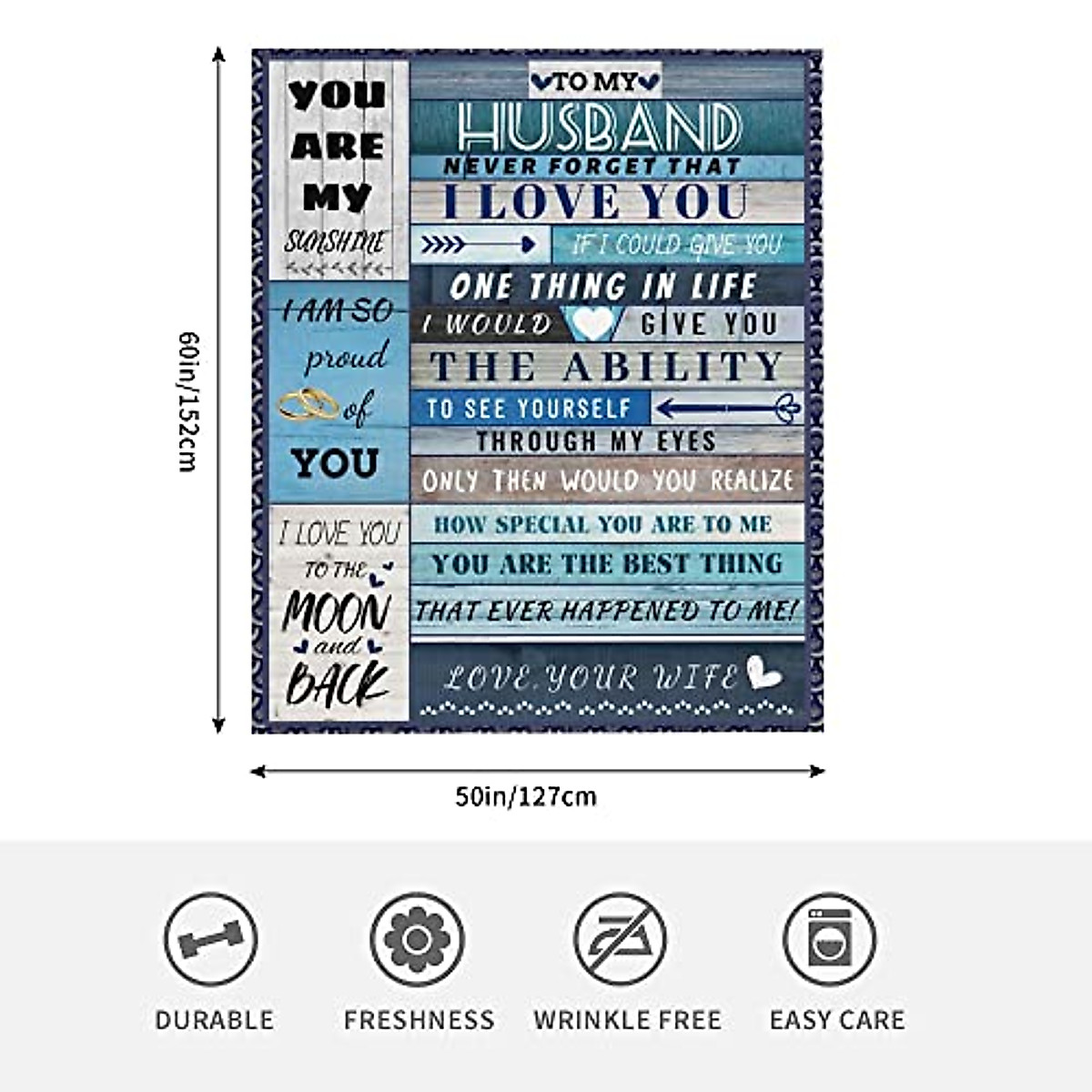 Gifts for Husband Blanket, to My Husband Blanket from Wife, Husband Gifts from Wife, Funny Anniversary, I Miss You, Birthday Gifts Valentine's Day Gift Soft Flannel Bed Throw Blanket 60"x 50"