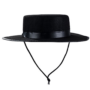 Tigerdoe Spanish Hat - Gaucho Hat - Amish Hat - Black Flat Top Fedora Costume Hats