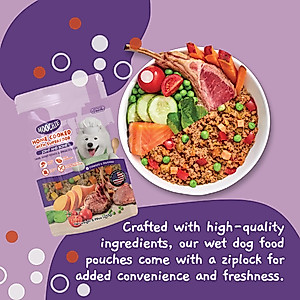 MOOCHIE Home Cooked Superfood Wet Dog Food - Joint & Bone - Lamb, Sweet Potato & Spinach - No Artificial Flavors or Preservative - 6 x 9 oz Pouch