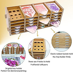24 Grids Diamond Painting Tray Holder, Multi-Boat Trays Organizer Drill Pens Holder, Diamond Art Accessories Tools with 21 Trays