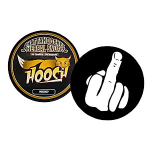 Hooch Herbal Snuff Whiskey Rough Cut 1 Can with DC Crafts Nation Skin Can Cover - Middle Finger