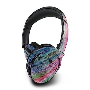 MightySkins Glossy Glitter Skin Compatible with Bose QuietComfort 45 Headphones Rainbow Waves | Protective, Durable High-Gloss Glitter Finish | Easy to Apply | Made in The USA