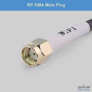 Proxicast Indoor/Outdoor Omnidirectional WiFi Antenna - Tri-Band 2.4/5.8/6 GHz - 3-5 dBi Gain - Vandal Resistant Low Profile Fixed Through-Hole Mount - 10 ft Coax Lead w/RP-SMA (ANT-131-002)