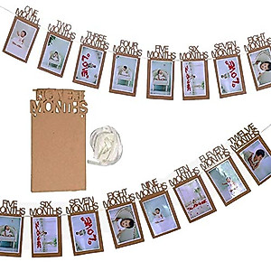 XUKEKOY 1st Birthday Baby Photo Banner Growth Record 1-12 Month Photo Prop First Birthday Party Bunting Decor