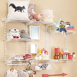 SOH DESIGN Adjustable White Wire Closet Shelf Kit, 3-5 FT Expandable Organizer System for Versatile Home Storage