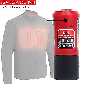 M-12 Battery Charger and USB Power Source Replace for Milwaukee M12 48-59-1201 49-24-2310 12V Compact Charger Compatible with M12 Heated Gear Heated Jacket 48-11-2420 48-11-2411 Lithium Batteries