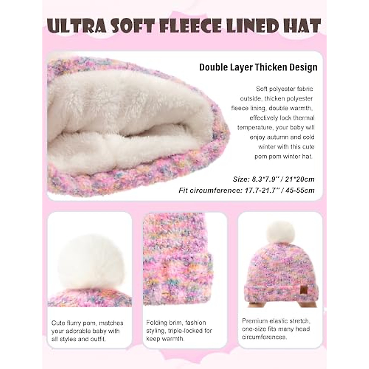 Kids Hat Scarf Gloves Set Girl Ages 3-5 4-6, Toddler Winter Fleece Lined Beanie Hats Mittens 2t Boys Baby 6-12 9 12-18 Months